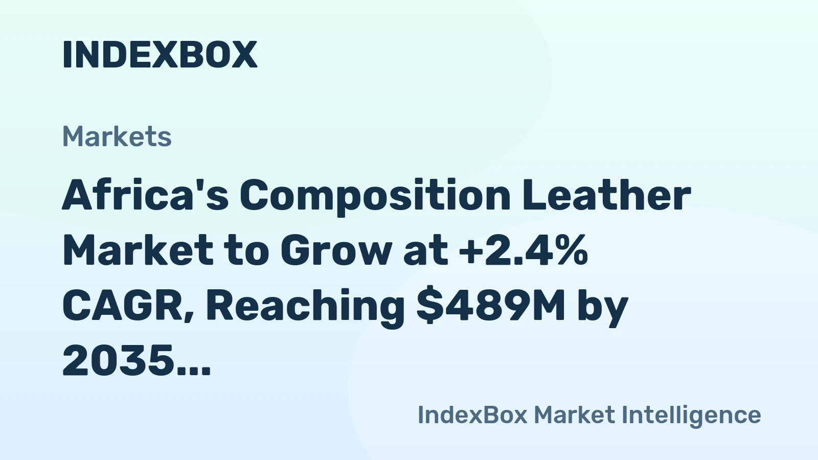 Africa's Composition Leather Market to Grow at +2.4% CAGR, Reaching $489M by 2035