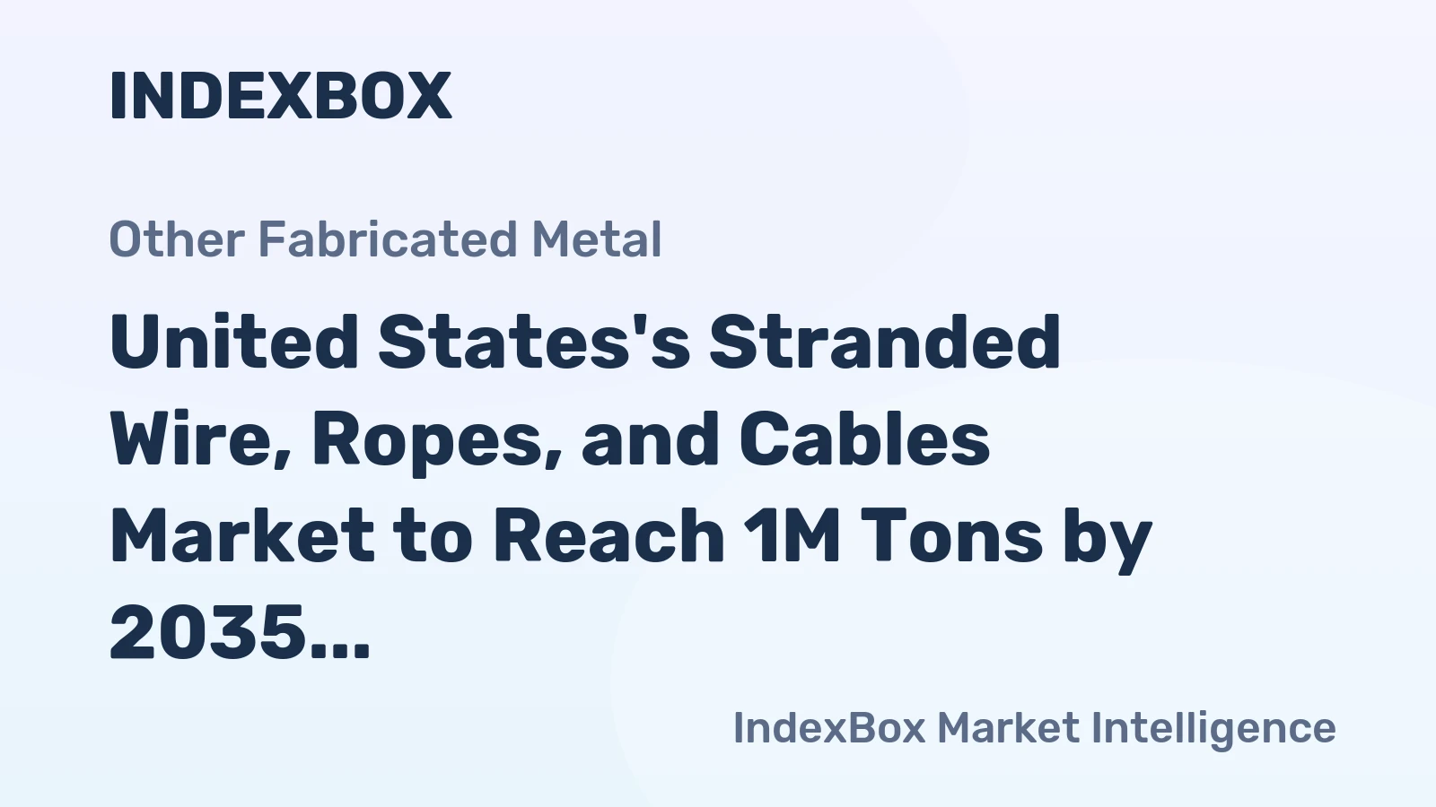 United States's Stranded Wire, Ropes, and Cables Market to Reach 1M Tons by 2035, Valued at $3.2B