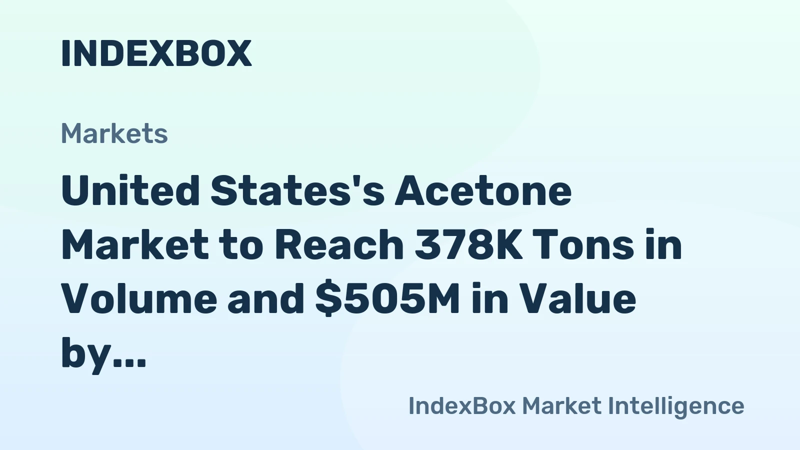 United States's Acetone Market to Reach 378K Tons in Volume and $505M in Value by 2035