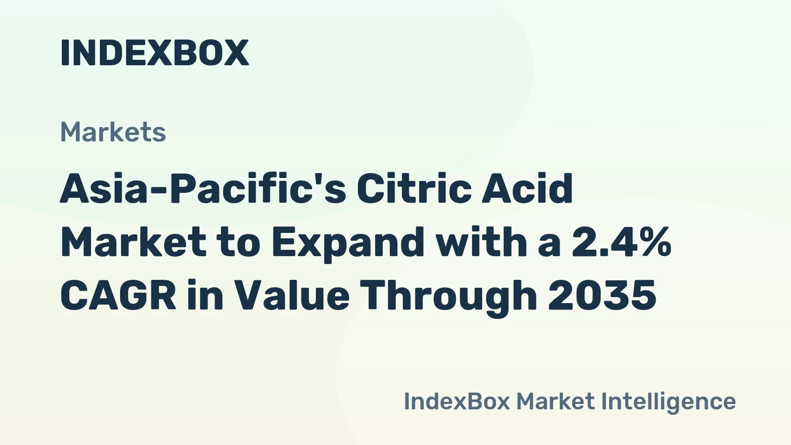 Asia-Pacific's Citric Acid Market to Expand with a 2.4% CAGR in Value Through 2035