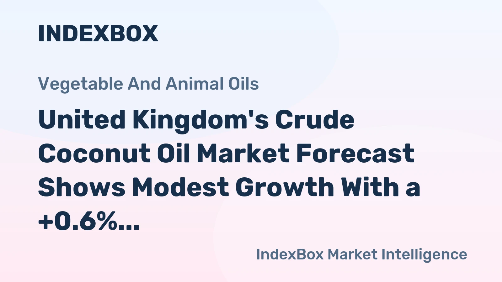 United Kingdom's Crude Coconut Oil Market Forecast Shows Modest Growth With a +0.6% CAGR