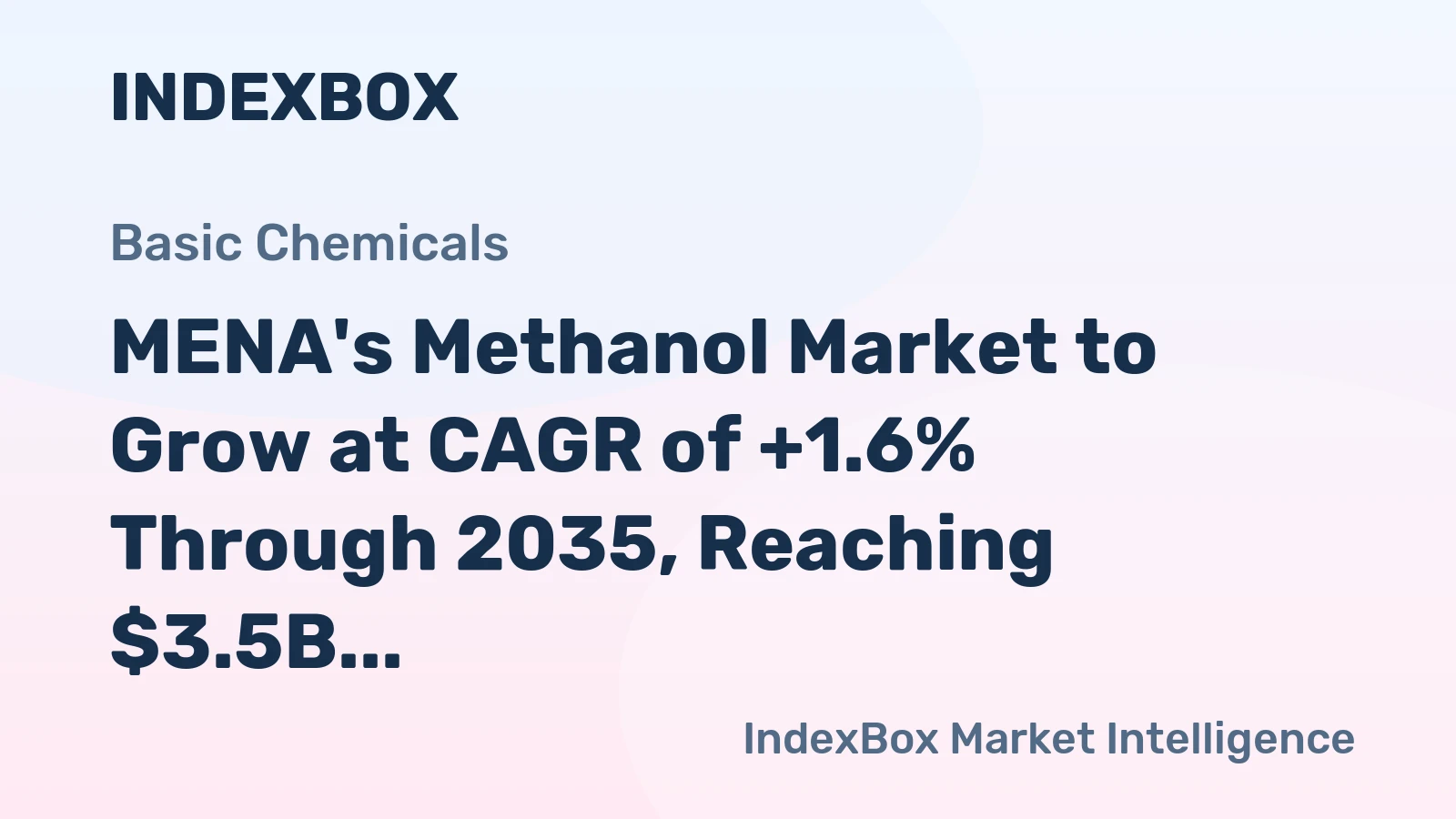 MENA's Methanol Market to Grow at CAGR of +1.6% Through 2035, Reaching $3.5B in Value