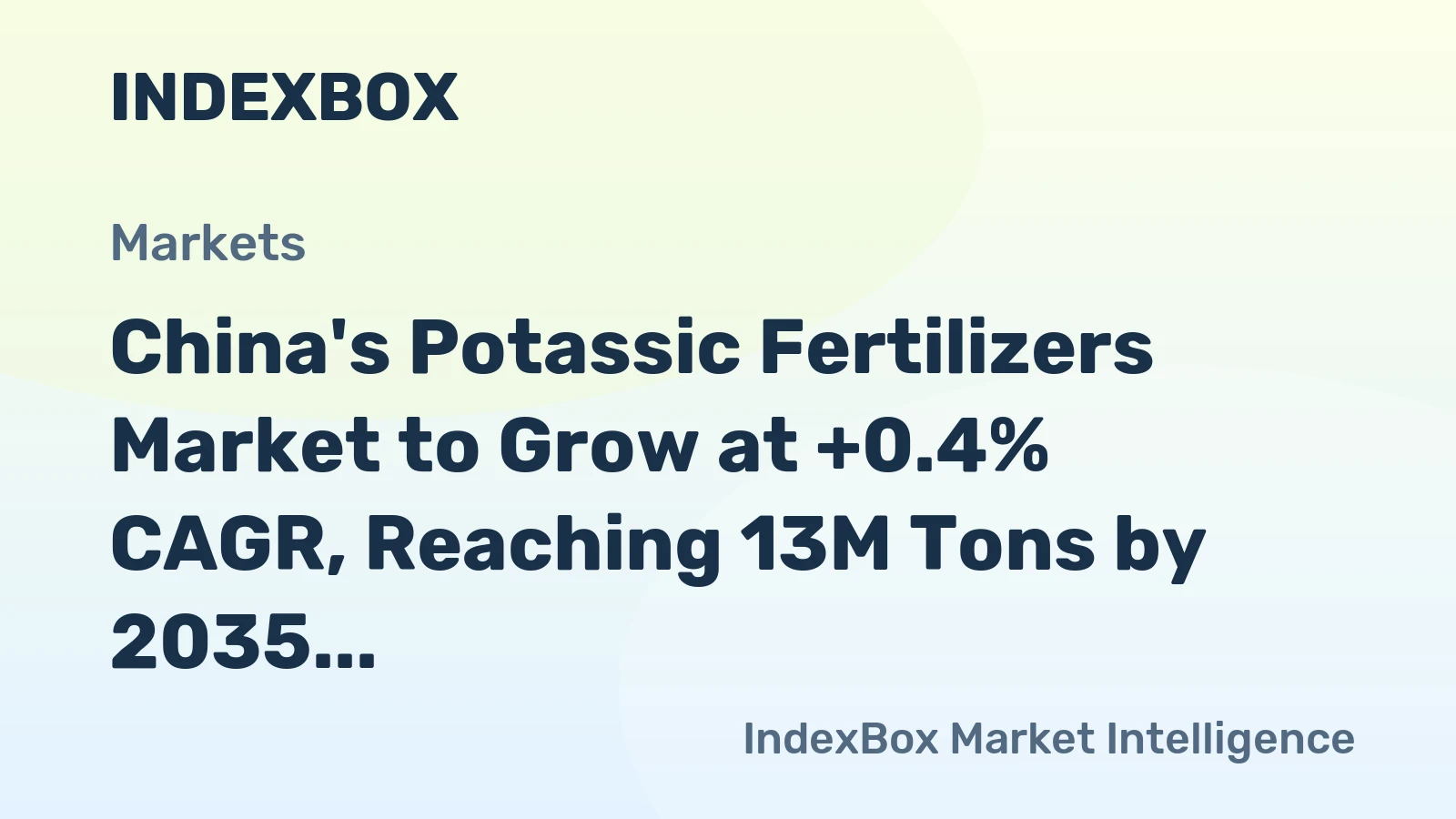 China's Potassic Fertilizers Market to Grow at +0.4% CAGR, Reaching 13M Tons by 2035