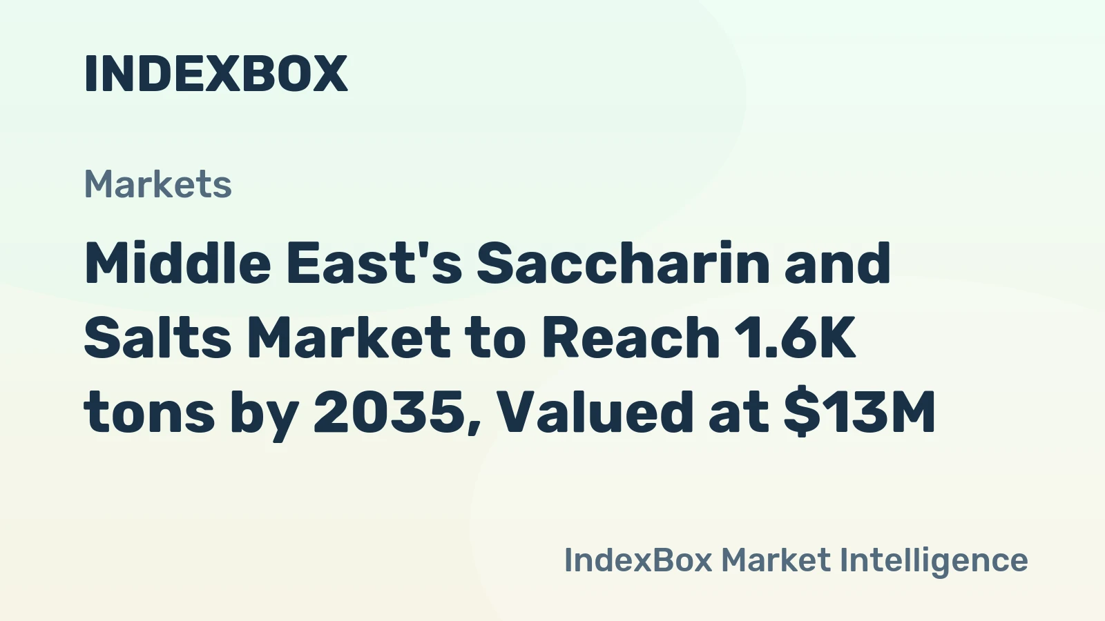 Middle East's Saccharin and Salts Market to Reach 1.6K tons by 2035, Valued at $13M