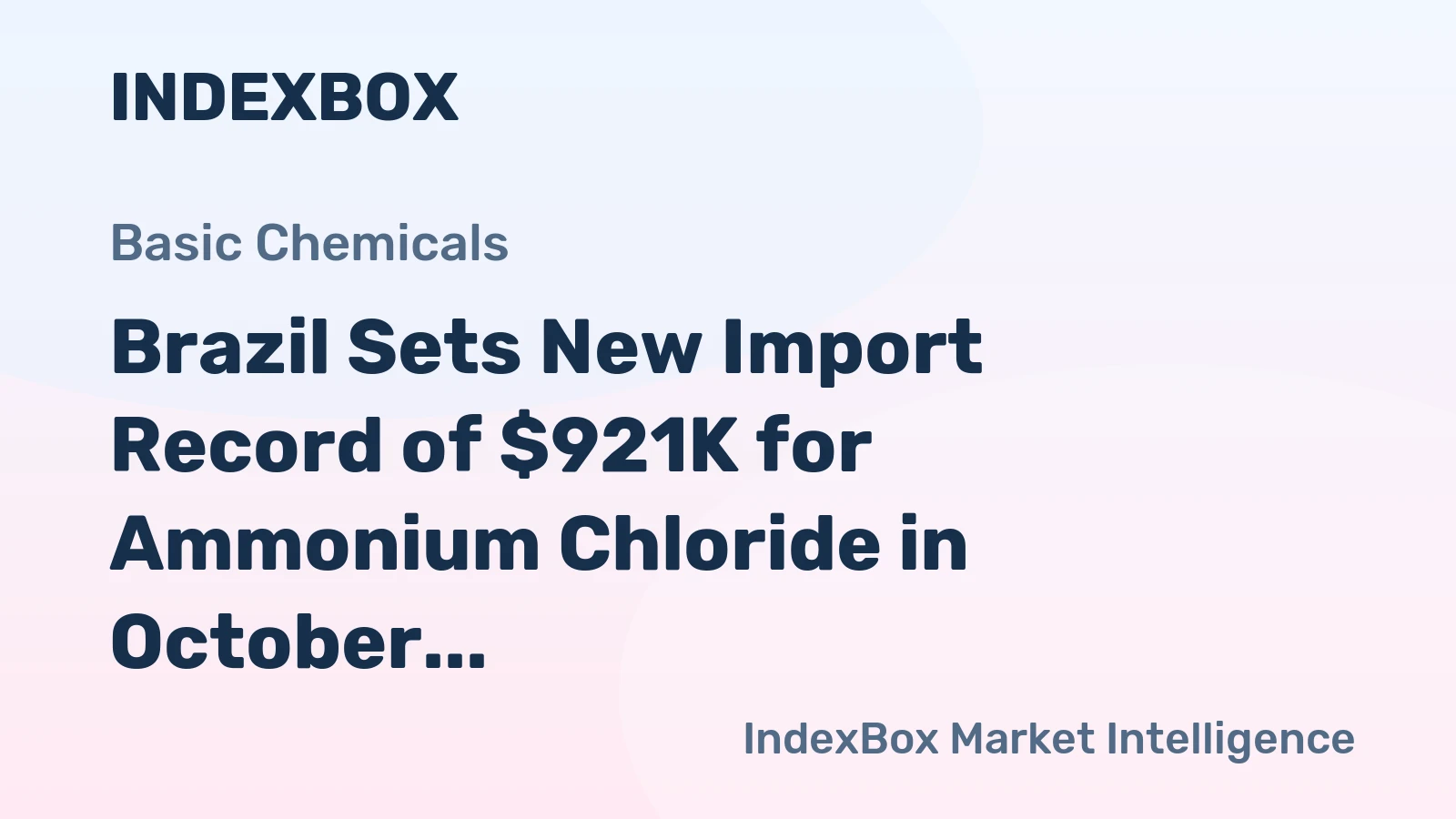 Brazil Sets New Import Record of $921K for Ammonium Chloride in October 2023