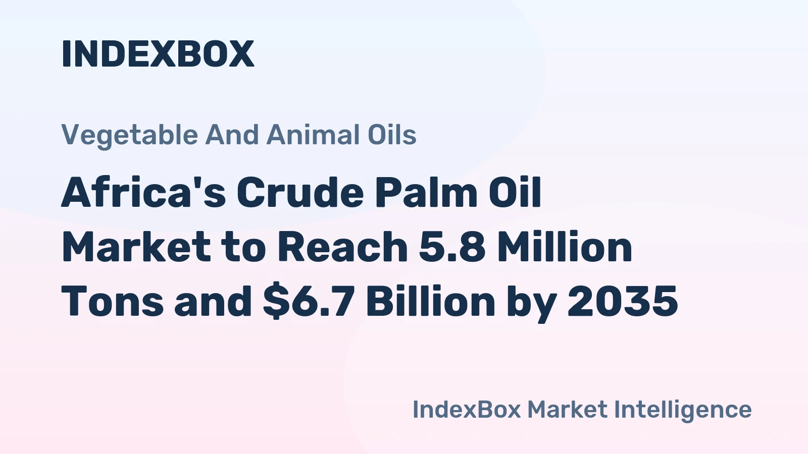 Africa's Crude Palm Oil Market to Reach 5.8 Million Tons and $6.7 Billion by 2035