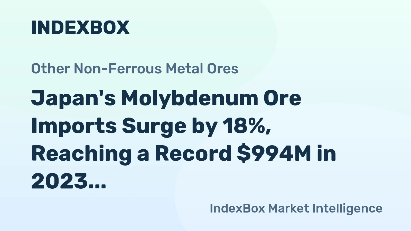 Japan's Molybdenum Ore Imports Surge by 18%, Reaching a Record $994M in 2023