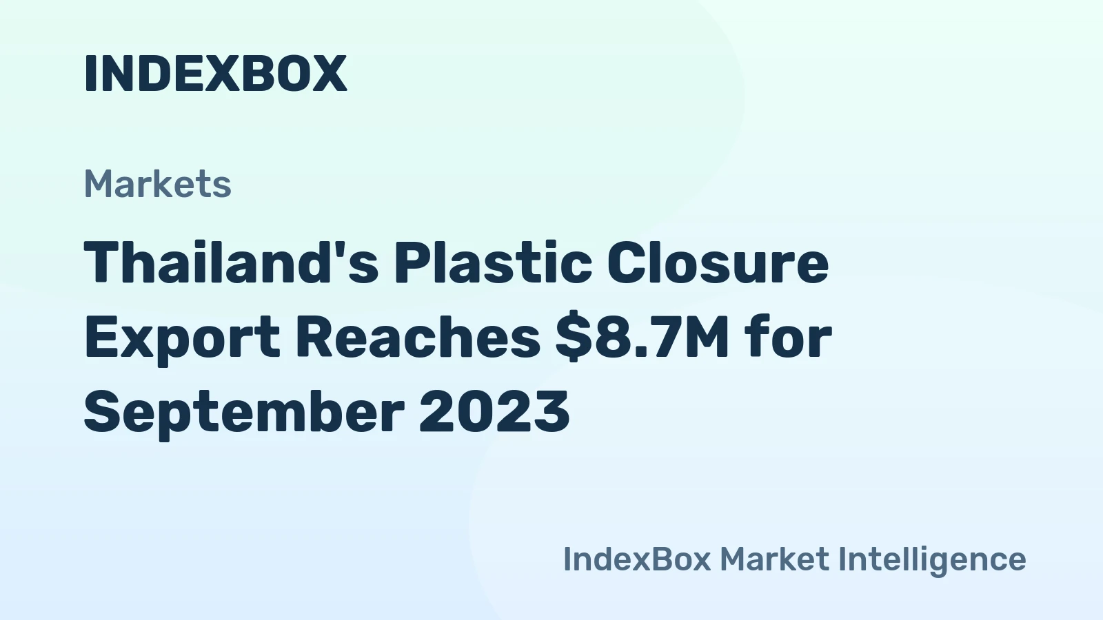 Thailand's Plastic Closure Export Reaches $8.7M for September 2023