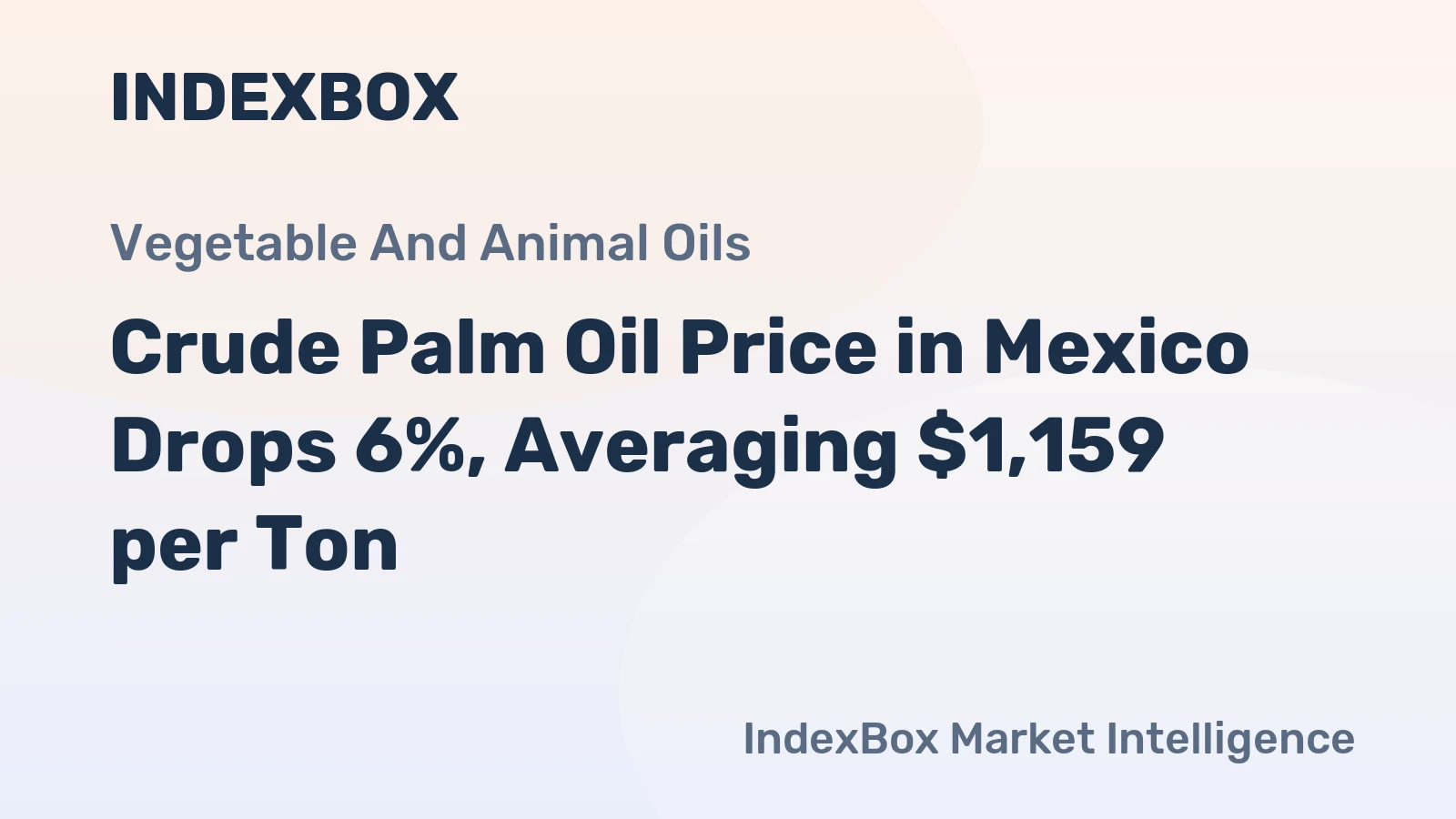 Crude Palm Oil Price in Mexico Drops 6%, Averaging $1,159 per Ton