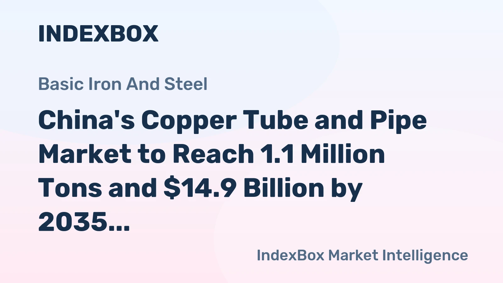 China's Copper Tube and Pipe Market to Reach 1.1 Million Tons and $14.9 Billion by 2035