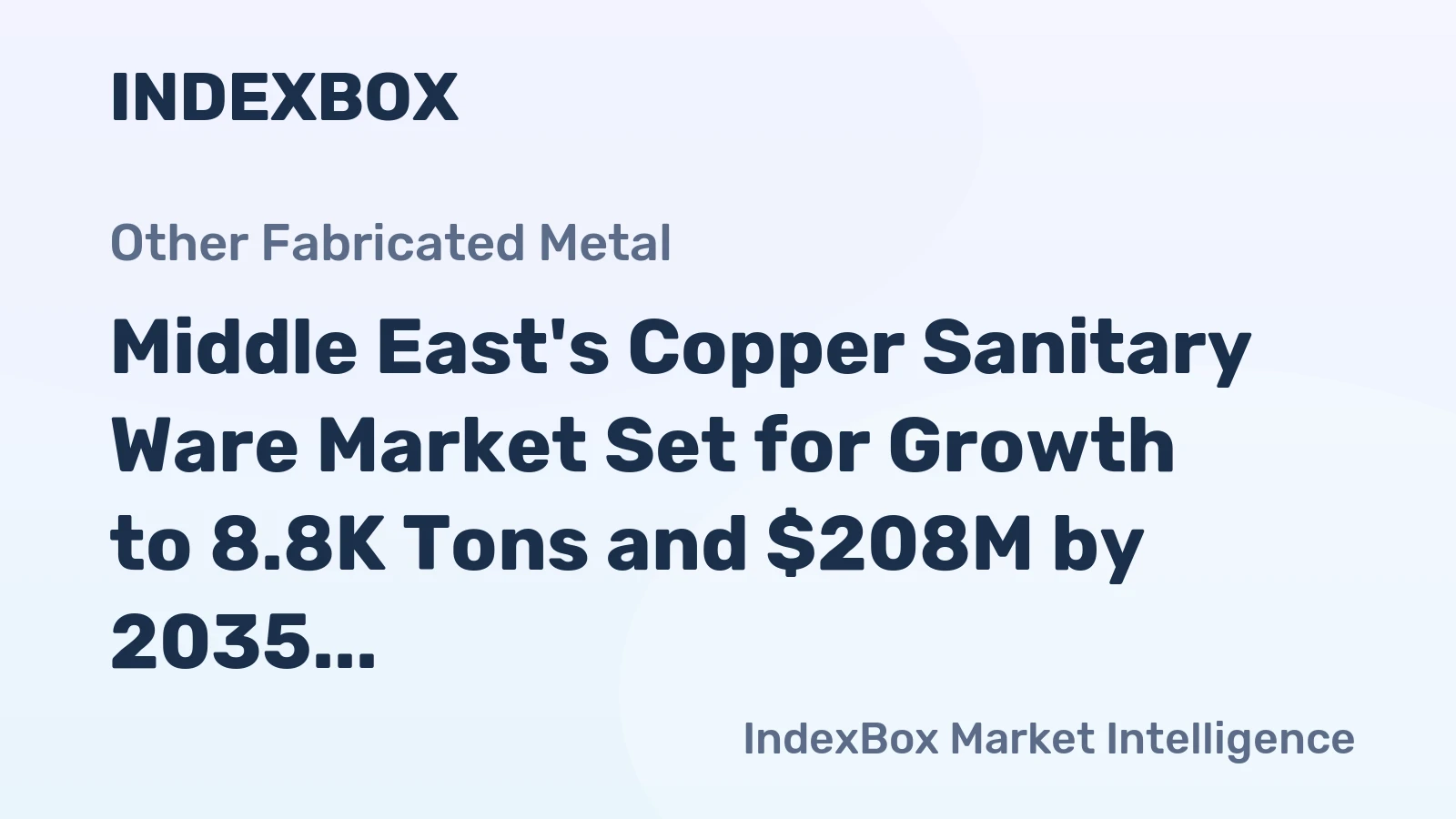 Middle East's Copper Sanitary Ware Market Set for Growth to 8.8K Tons and $208M by 2035