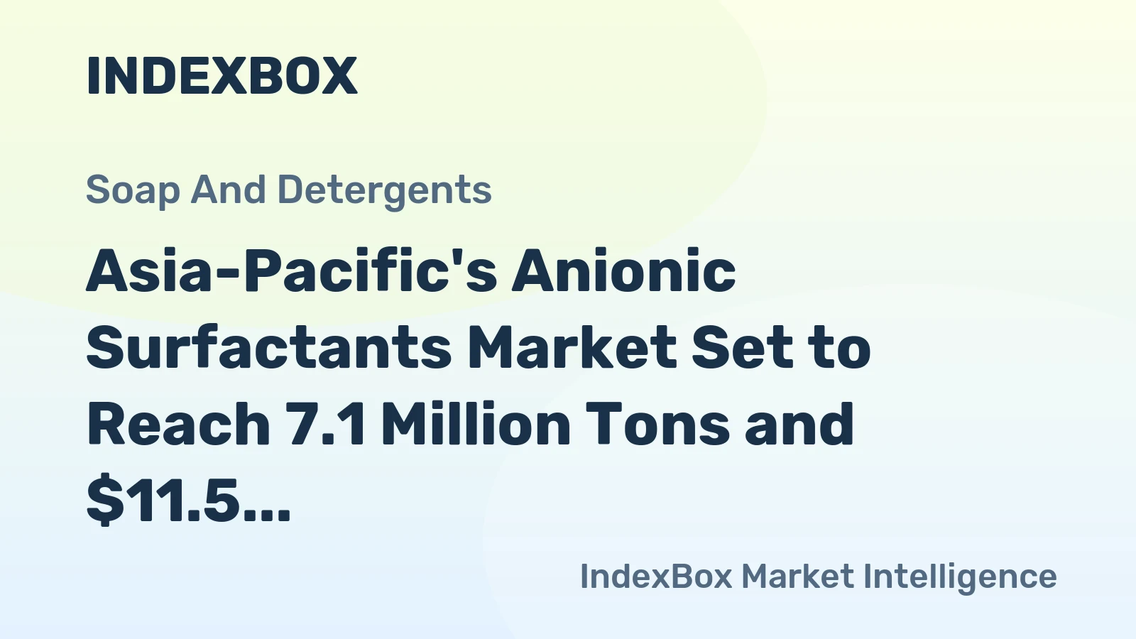 Asia-Pacific's Anionic Surfactants Market Set to Reach 7.1 Million Tons and $11.5 Billion