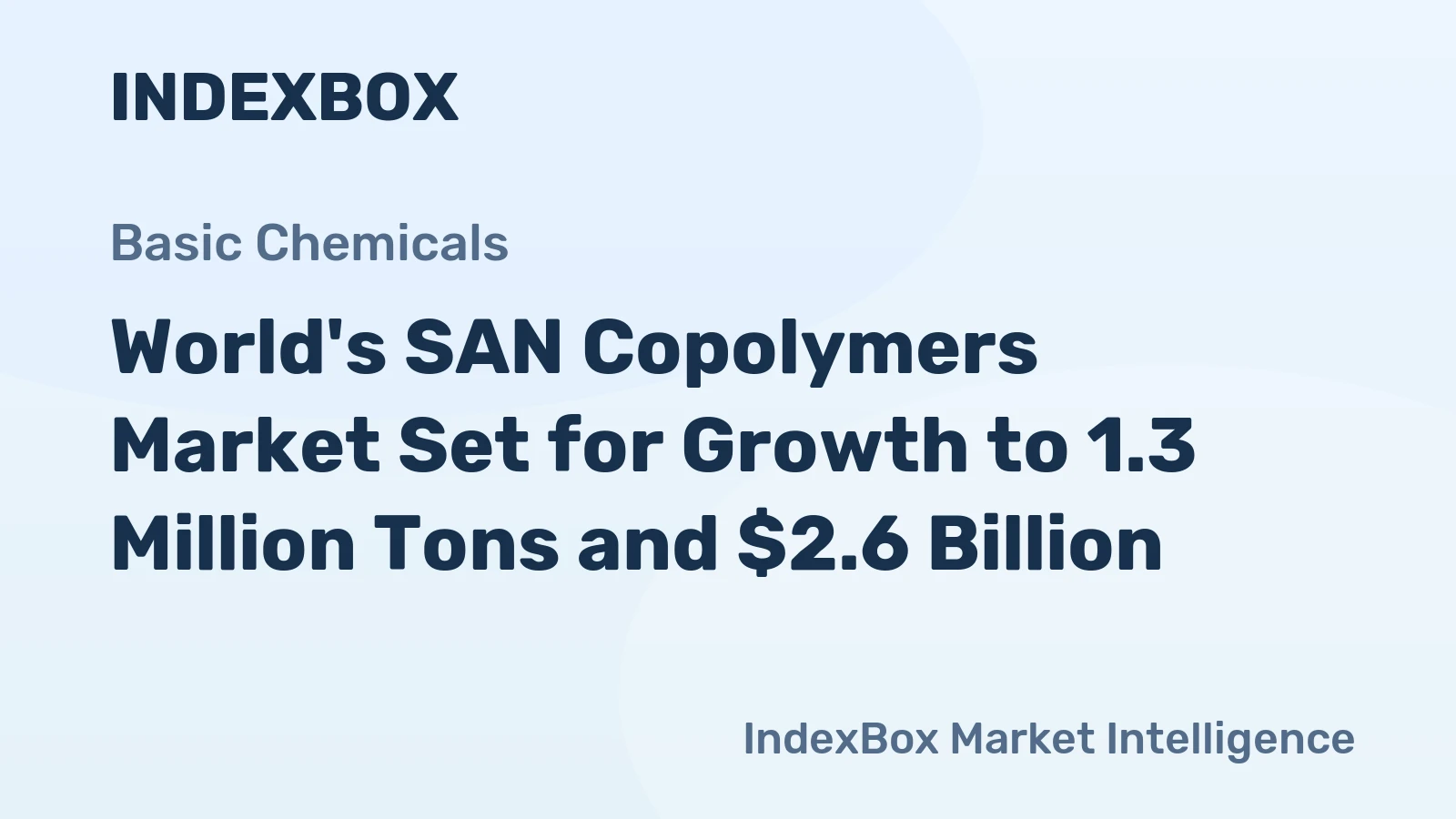 World's SAN Copolymers Market Set for Growth to 1.3 Million Tons and $2.6 Billion