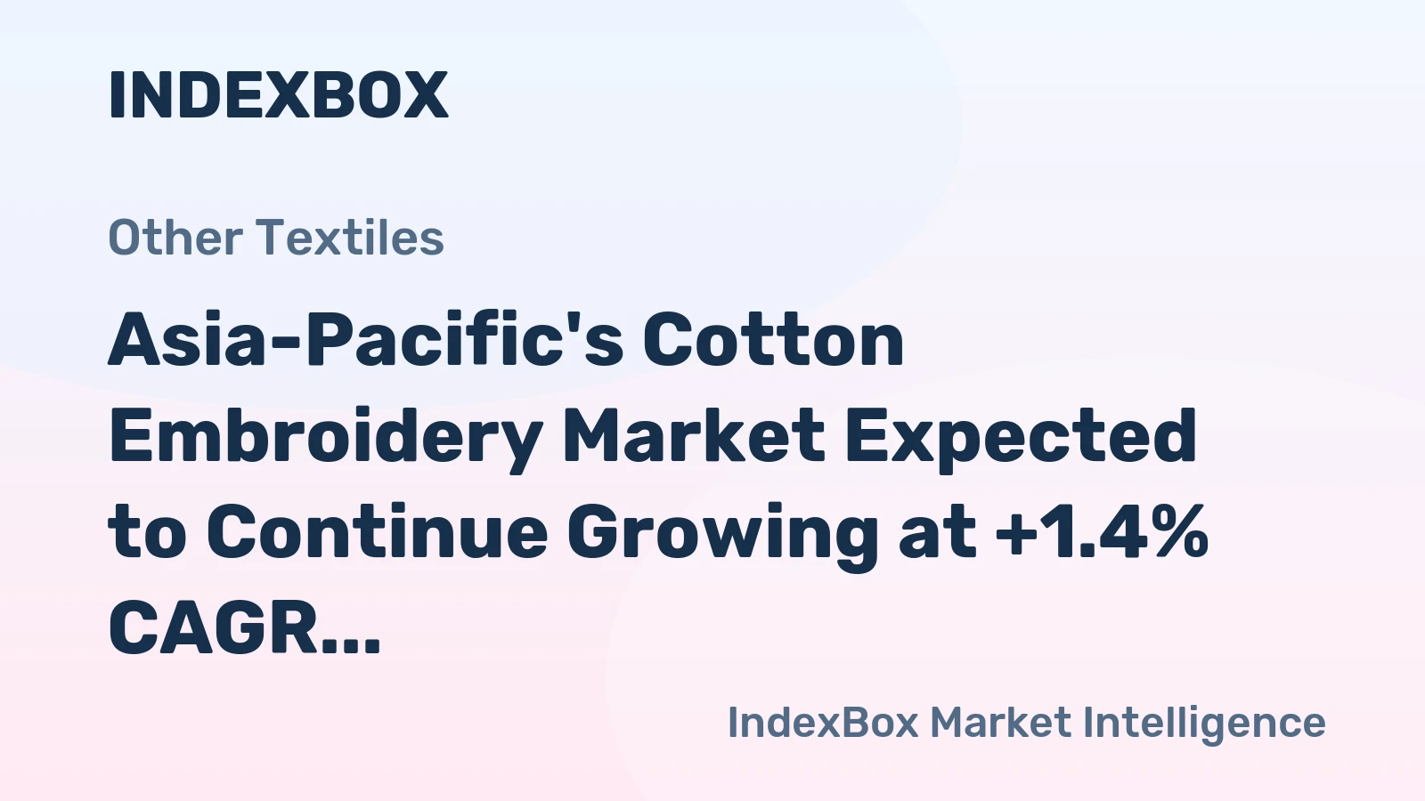 Asia-Pacific's Cotton Embroidery Market Expected to Continue Growing at +1.4% CAGR from 2024-2035