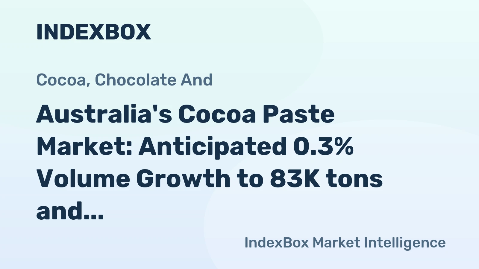 Australia's Cocoa Paste Market: Anticipated 0.3% Volume Growth to 83K tons and 0.9% Value Growth to $328M by 2035