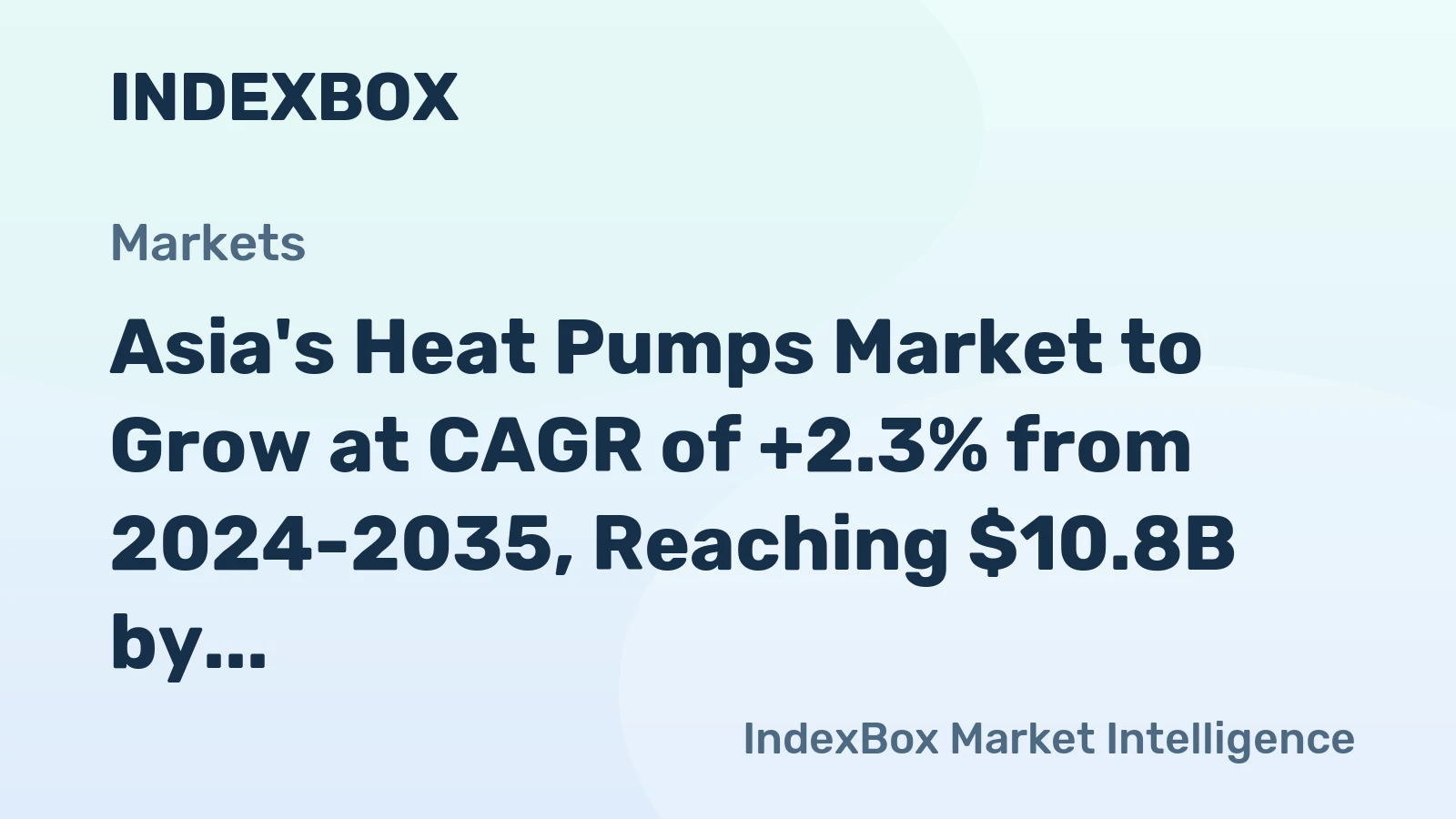 Asia's Heat Pumps Market to Grow at CAGR of +2.3% from 2024-2035, Reaching $10.8B by 2035