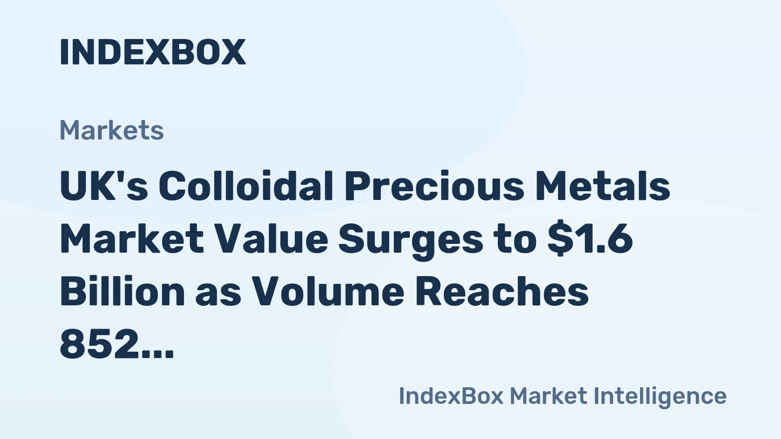 UK's Colloidal Precious Metals Market Value Surges to $1.6 Billion as Volume Reaches 852 Tons