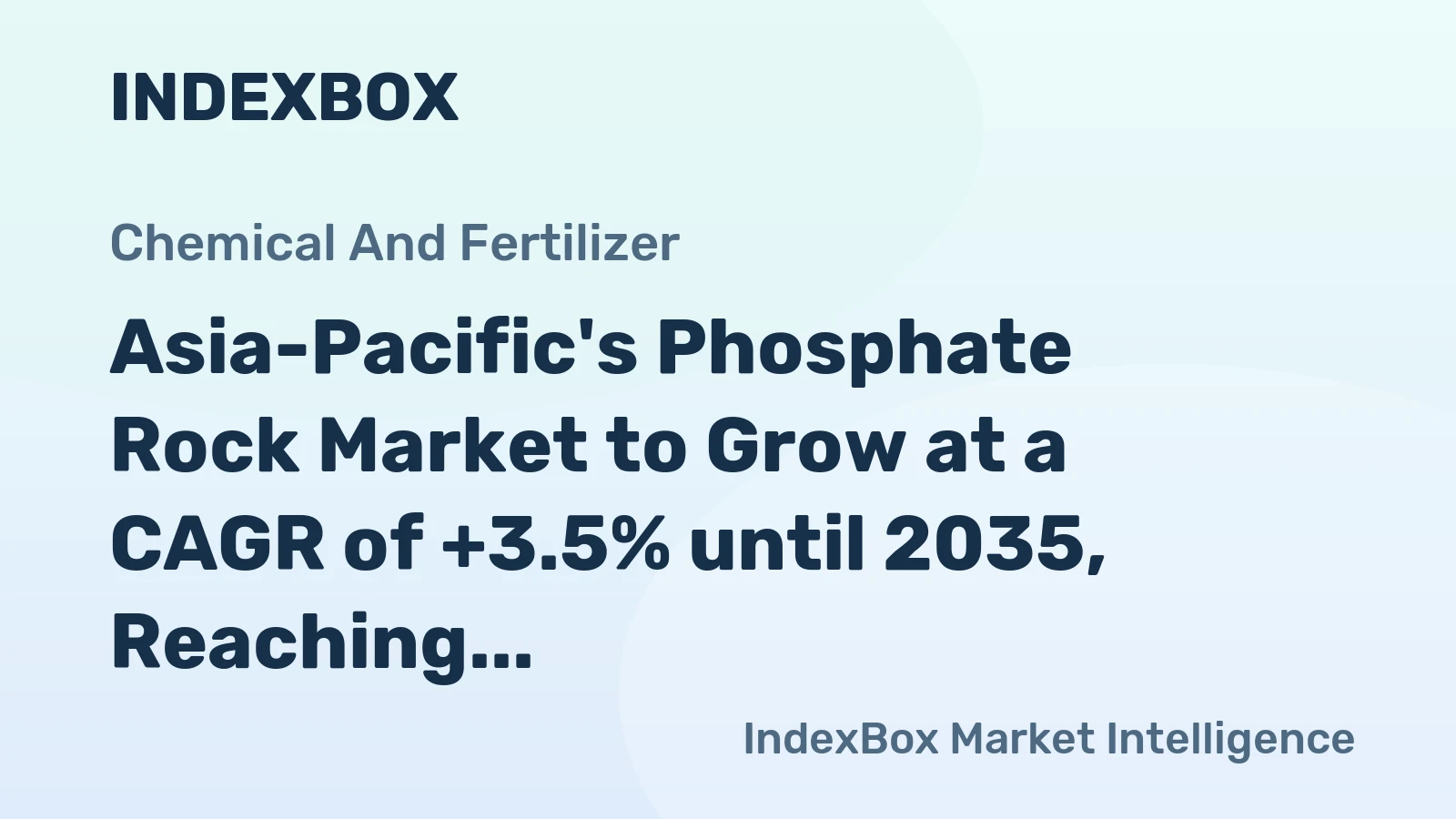 Asia-Pacific's Phosphate Rock Market to Grow at a CAGR of +3.5% until 2035, Reaching $96.1B in Value