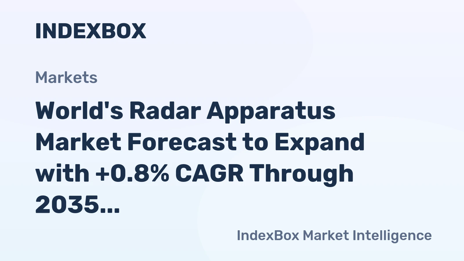 World's Radar Apparatus Market Forecast to Expand with +0.8% CAGR Through 2035