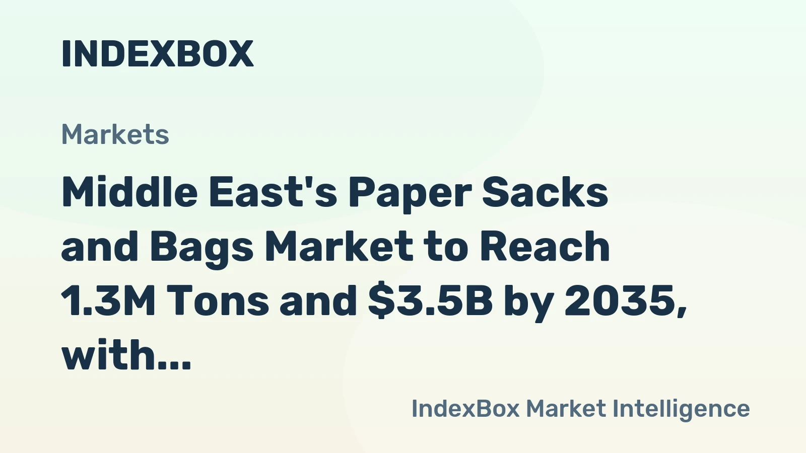 Middle East's Paper Sacks and Bags Market to Reach 1.3M Tons and $3.5B by 2035, with Modest Growth Forecasted