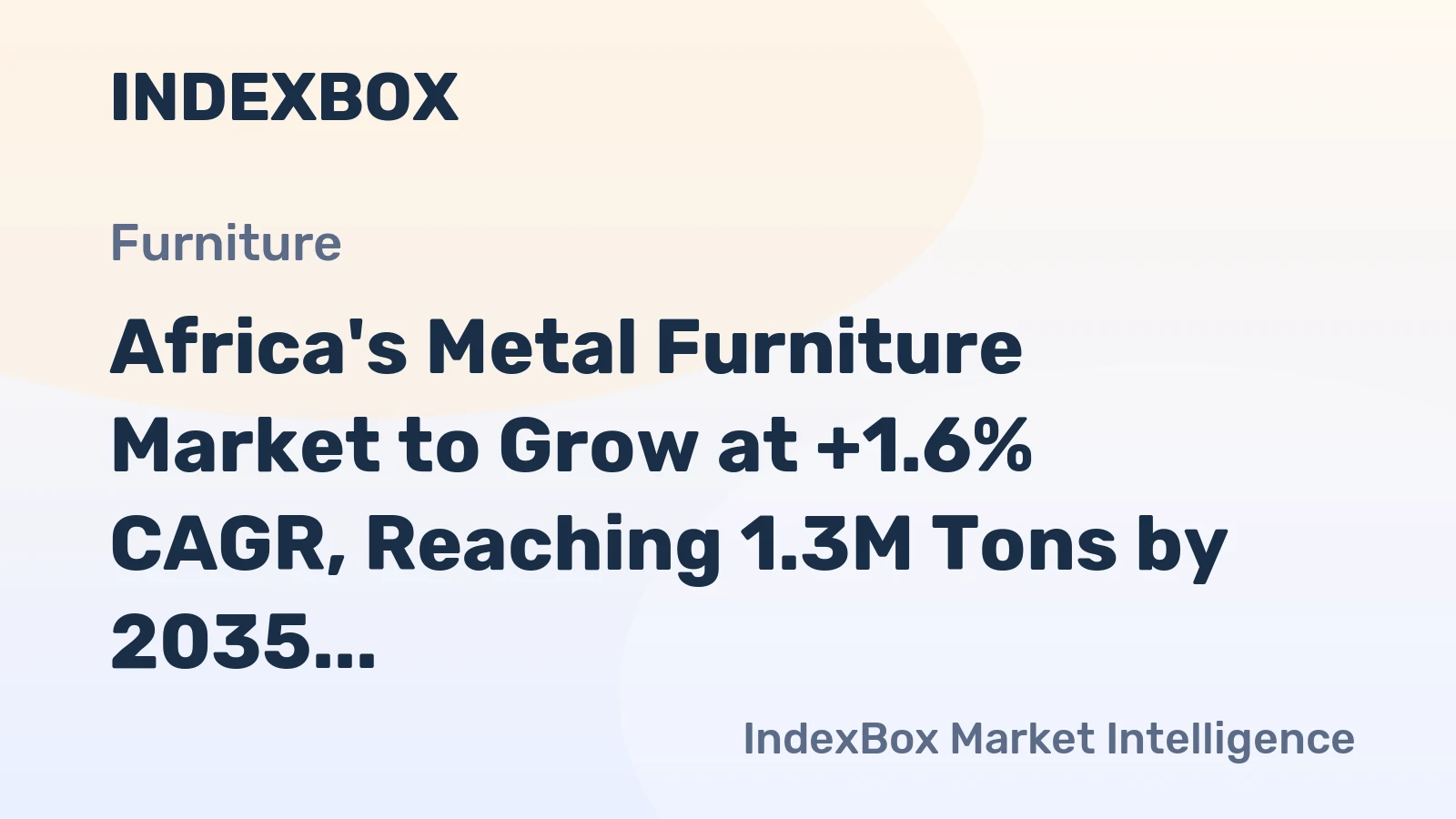 Africa's Metal Furniture Market to Grow at +1.6% CAGR, Reaching 1.3M Tons by 2035