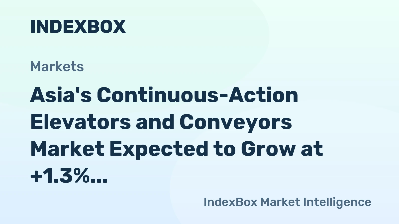 Asia's Continuous-Action Elevators and Conveyors Market Expected to Grow at +1.3% CAGR from 2024 to 2035