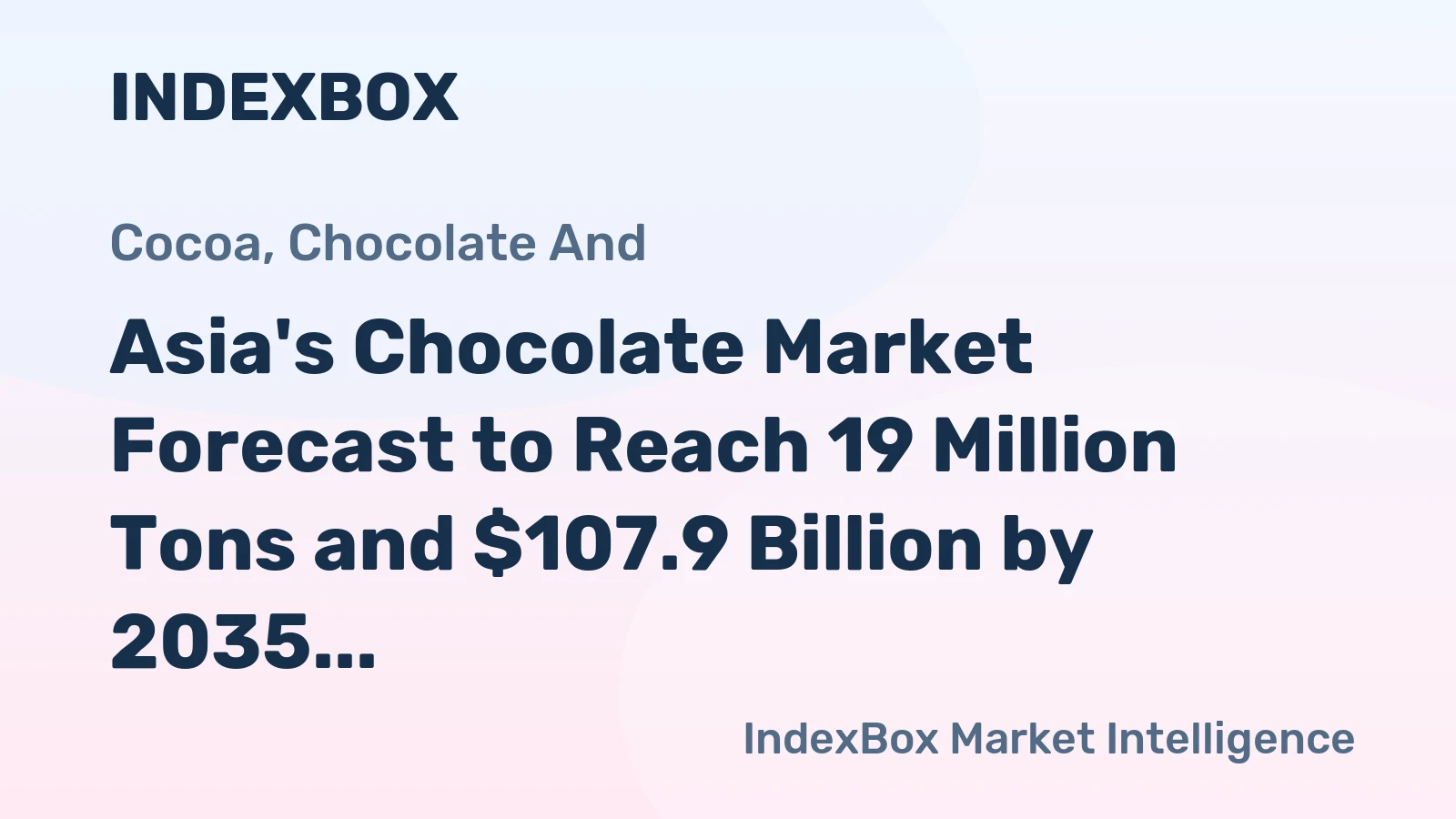 Asia's Chocolate Market Forecast to Reach 19 Million Tons and $107.9 Billion by 2035