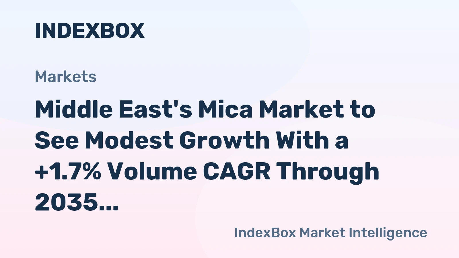 Middle East's Mica Market to See Modest Growth With a +1.7% Volume CAGR Through 2035
