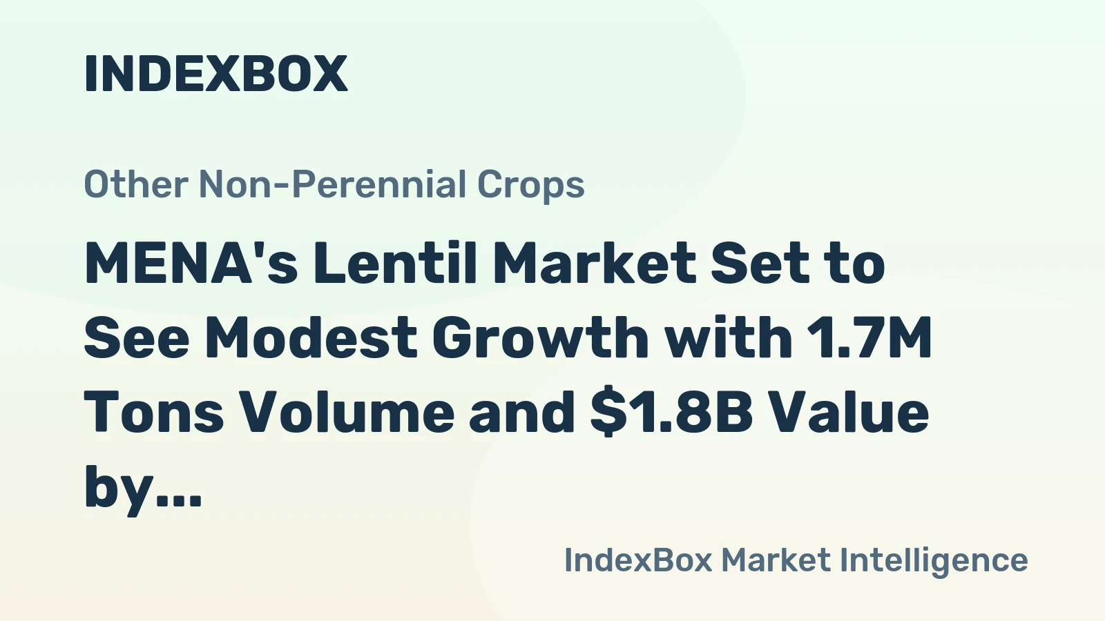 MENA's Lentil Market Set to See Modest Growth with 1.7M Tons Volume and $1.8B Value by 2035