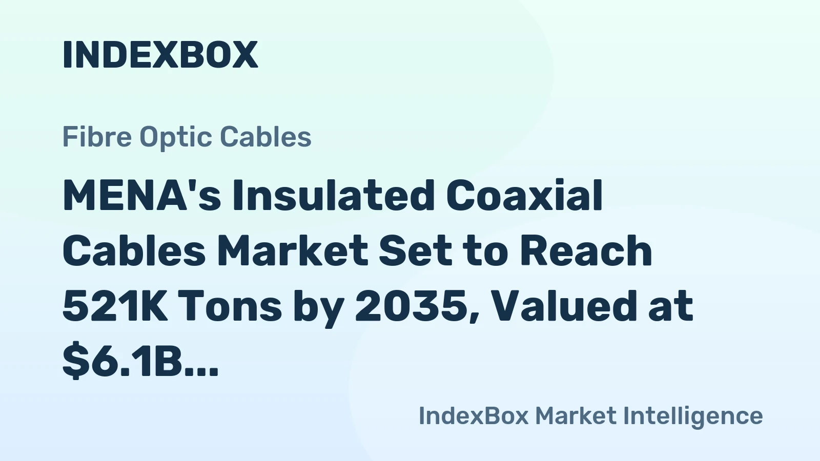 MENA's Insulated Coaxial Cables Market Set to Reach 521K Tons by 2035, Valued at $6.1B
