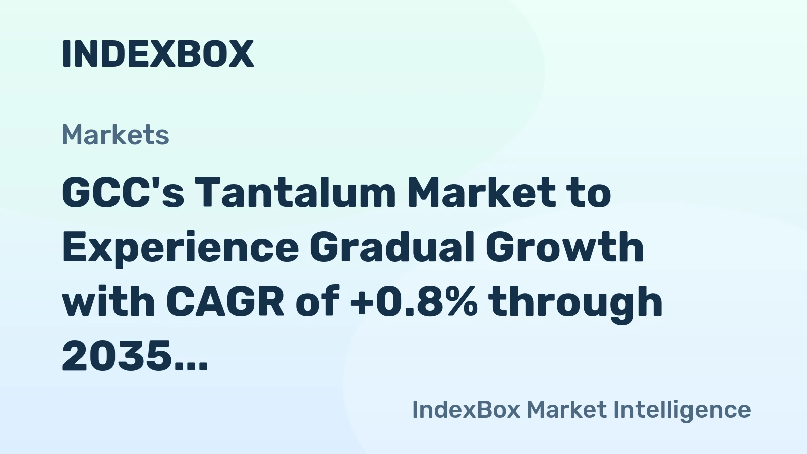 GCC's Tantalum Market to Experience Gradual Growth with CAGR of +0.8% through 2035