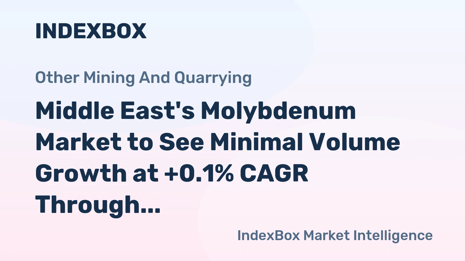 Middle East's Molybdenum Market to See Minimal Volume Growth at +0.1% CAGR Through 2035