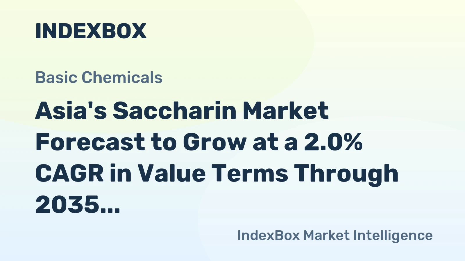 Asia's Saccharin Market Forecast to Grow at a 2.0% CAGR in Value Terms Through 2035
