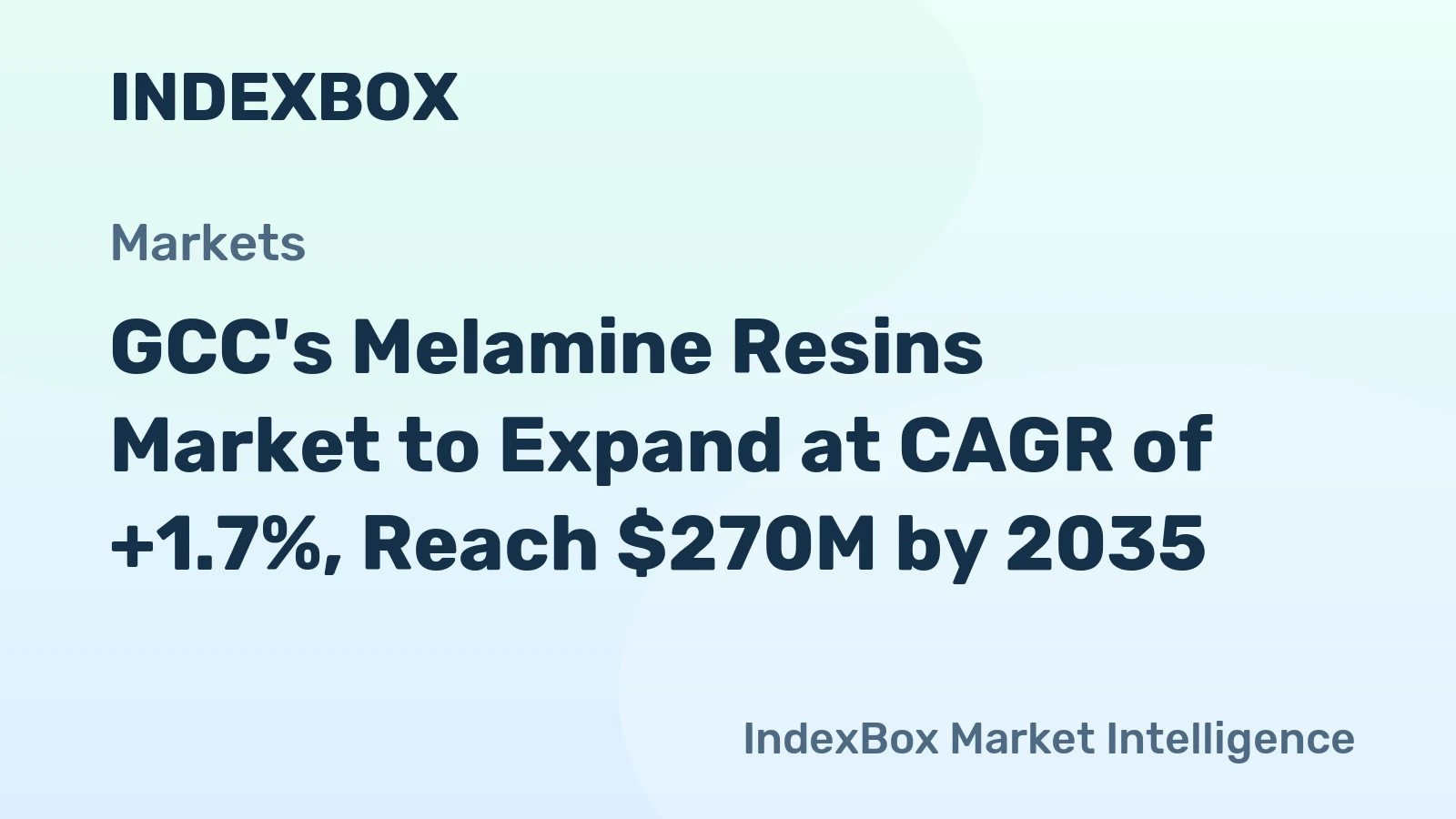 GCC's Melamine Resins Market to Expand at CAGR of +1.7%, Reach $270M by 2035