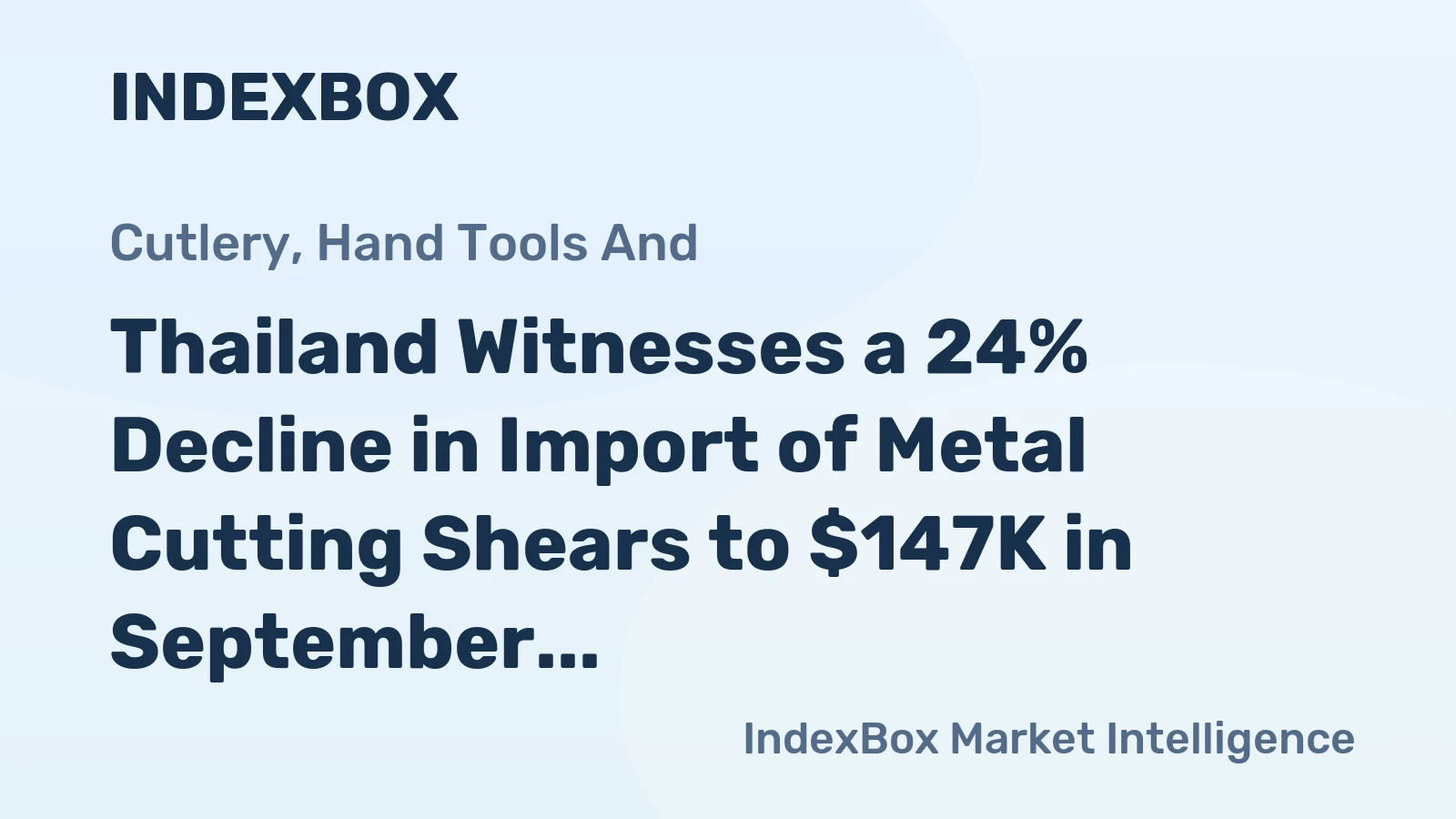 Thailand Witnesses a 24% Decline in Import of Metal Cutting Shears to $147K in September 2023