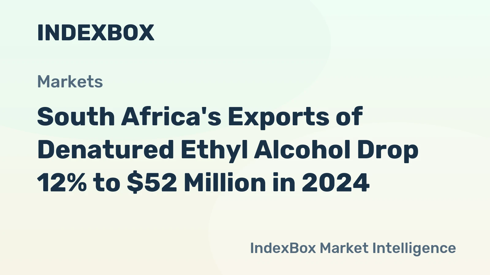 South Africa's Exports of Denatured Ethyl Alcohol Drop 12% to $52 Million in 2024