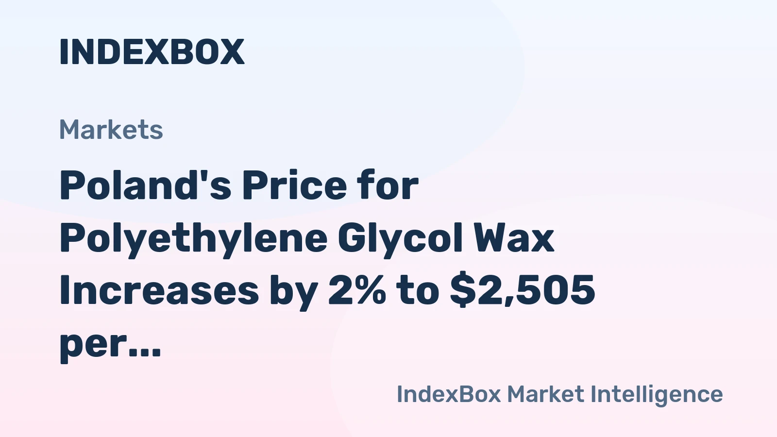 Poland's Price for Polyethylene Glycol Wax Increases by 2% to $2,505 per Ton