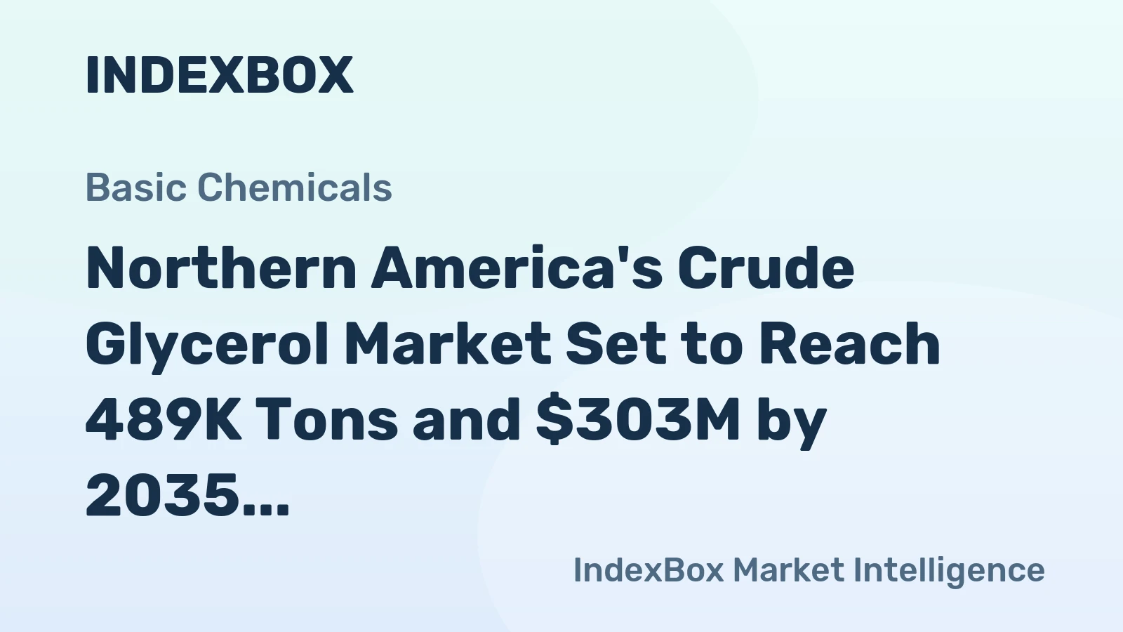 Northern America's Crude Glycerol Market Set to Reach 489K Tons and $303M by 2035