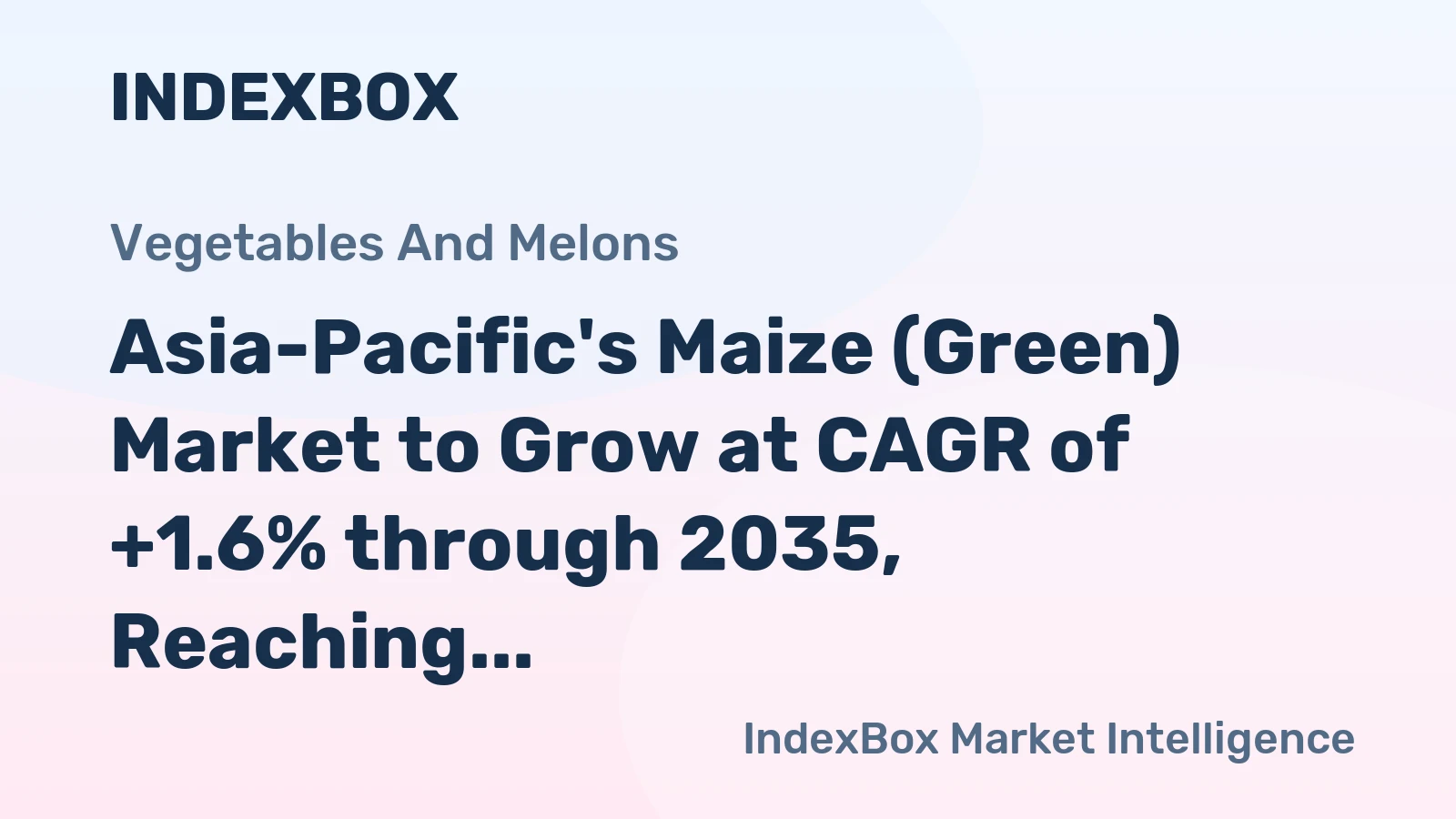 Asia-Pacific's Maize (Green) Market to Grow at CAGR of +1.6% through 2035, Reaching 3M Tons