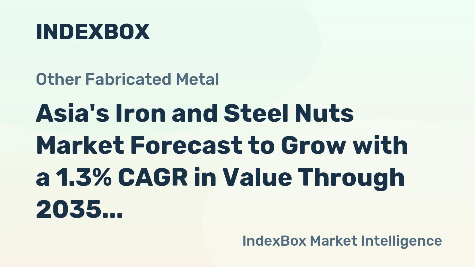 Asia's Iron and Steel Nuts Market Forecast to Grow with a 1.3% CAGR in Value Through 2035