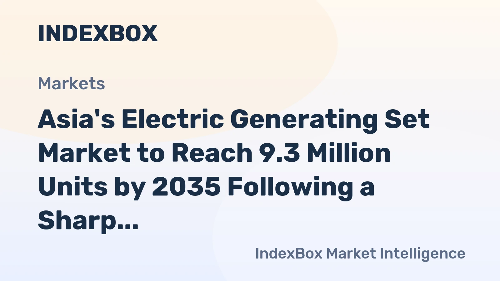 Asia's Electric Generating Set Market to Reach 9.3 Million Units by 2035 Following a Sharp Contraction