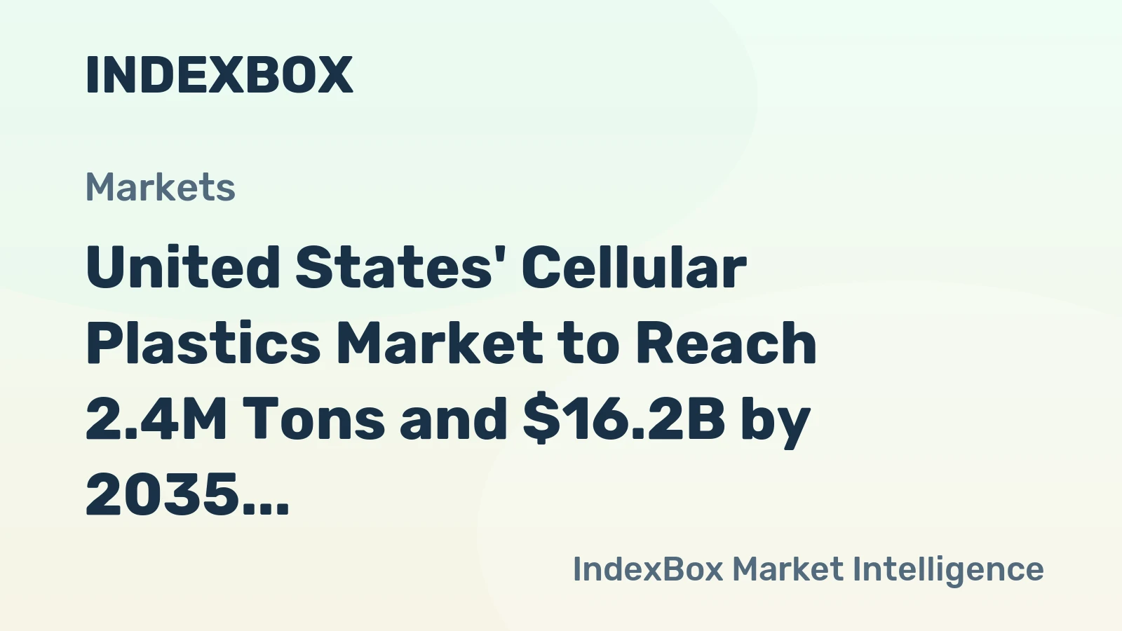 United States' Cellular Plastics Market to Reach 2.4M Tons and $16.2B by 2035