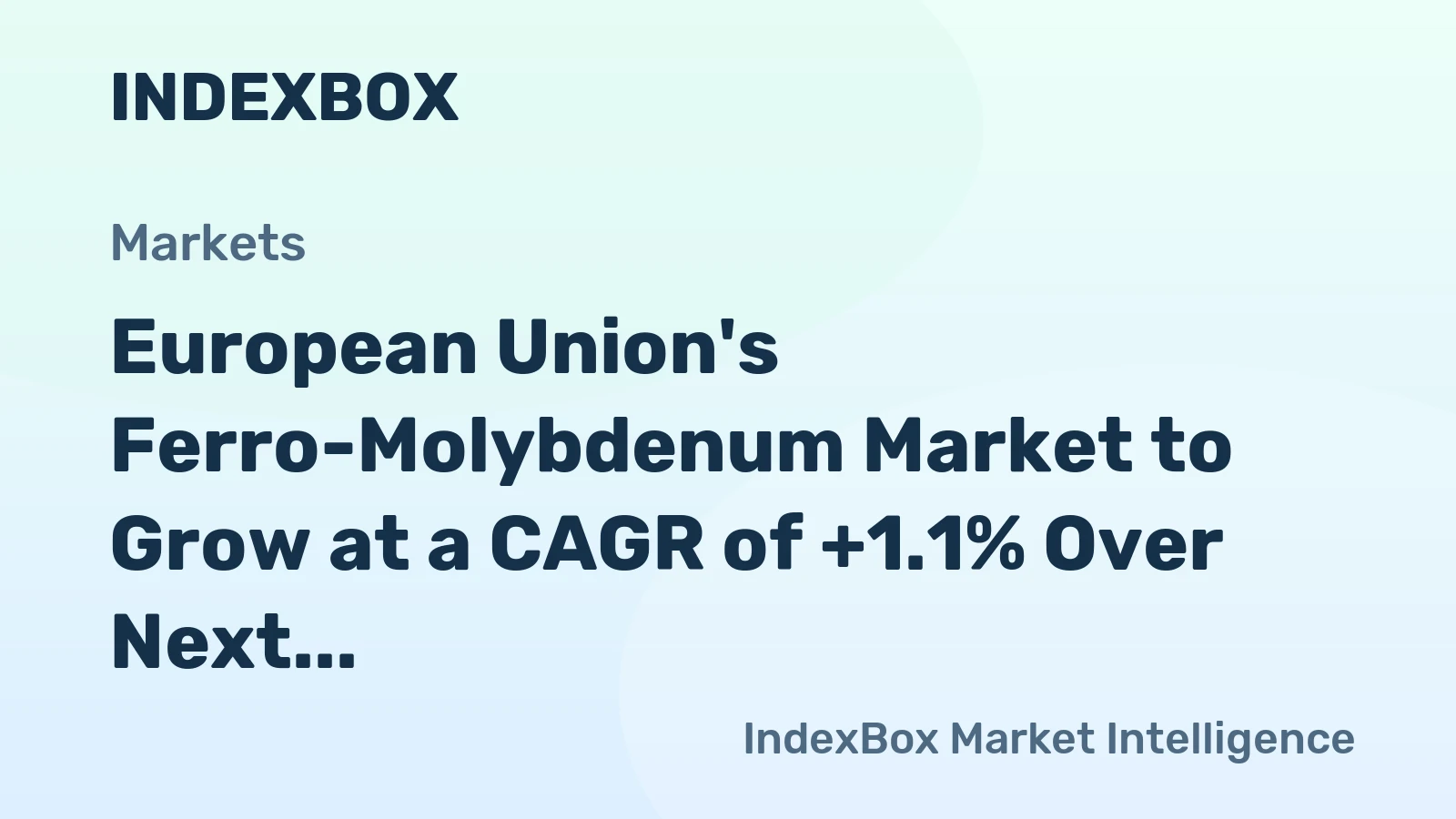 European Union's Ferro-Molybdenum Market to Grow at a CAGR of +1.1% Over Next Decade