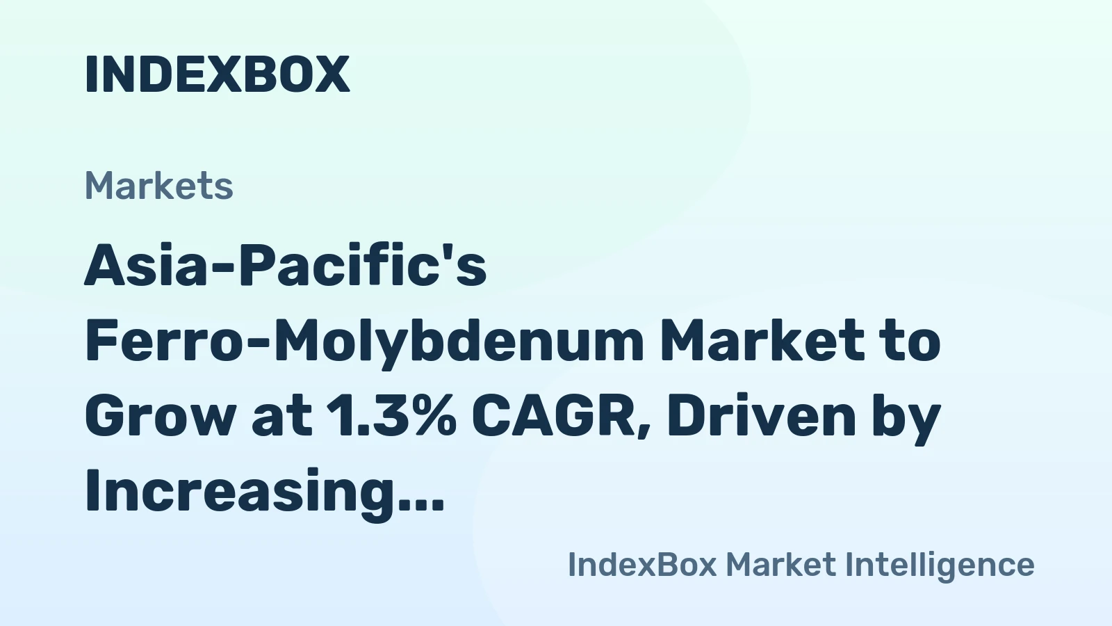 Asia-Pacific's Ferro-Molybdenum Market to Grow at 1.3% CAGR, Driven by Increasing Demand in the Region