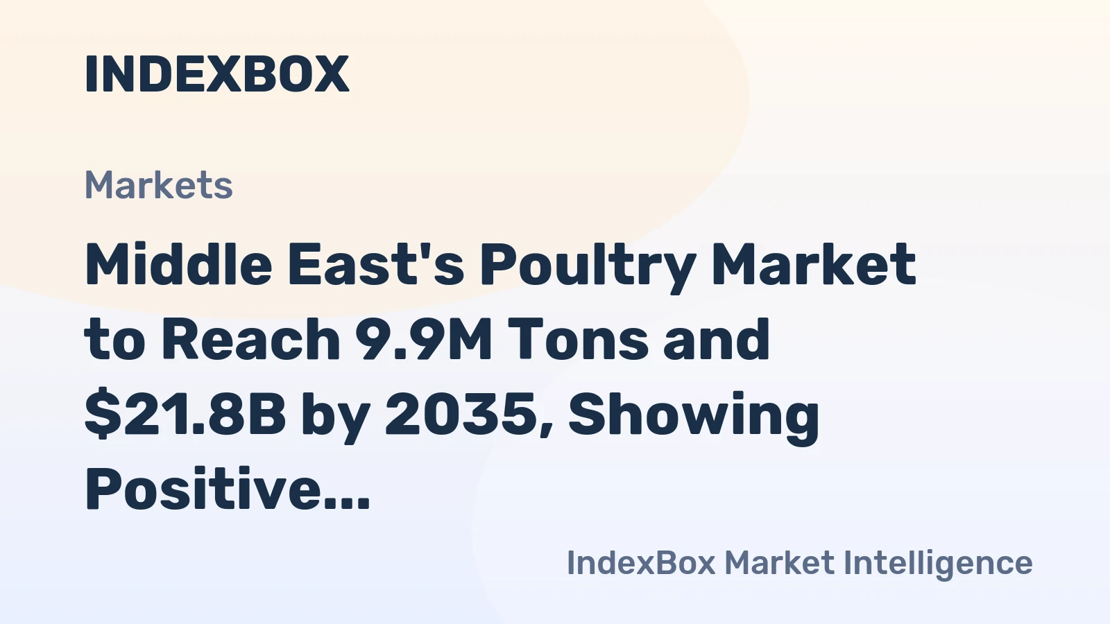 Middle East's Poultry Market to Reach 9.9M Tons and $21.8B by 2035, Showing Positive Growth Trends