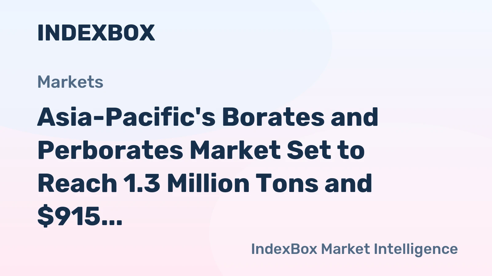 Asia-Pacific's Borates and Perborates Market Set to Reach 1.3 Million Tons and $915 Million by 2035