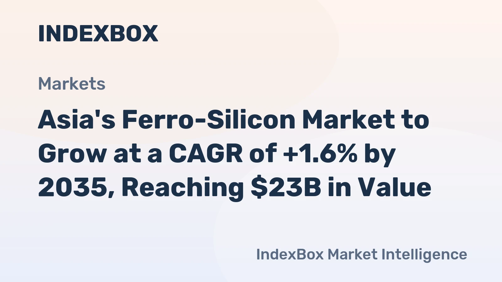 Asia's Ferro-Silicon Market to Grow at a CAGR of +1.6% by 2035, Reaching $23B in Value
