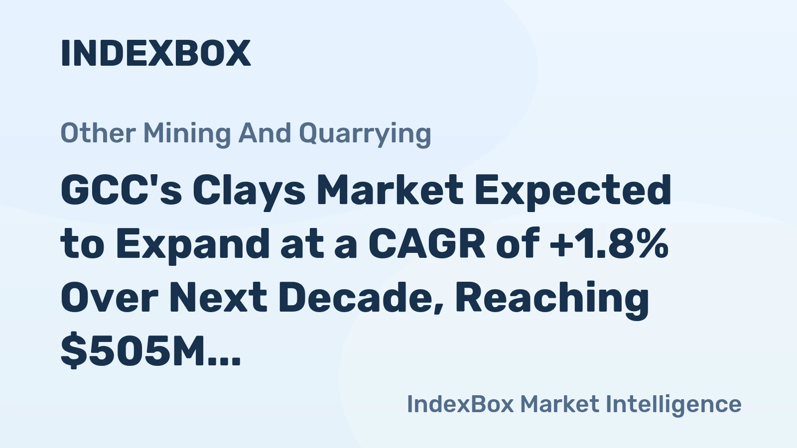 GCC's Clays Market Expected to Expand at a CAGR of +1.8% Over Next Decade, Reaching $505M by 2035