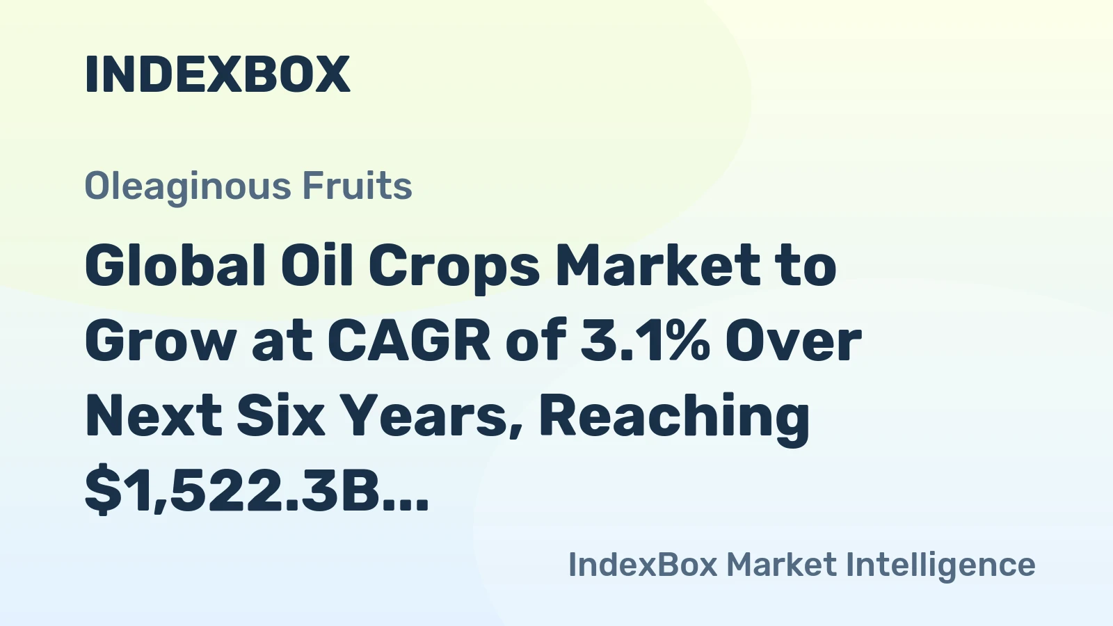 Global Oil Crops Market to Grow at CAGR of 3.1% Over Next Six Years, Reaching $1,522.3B by 2030