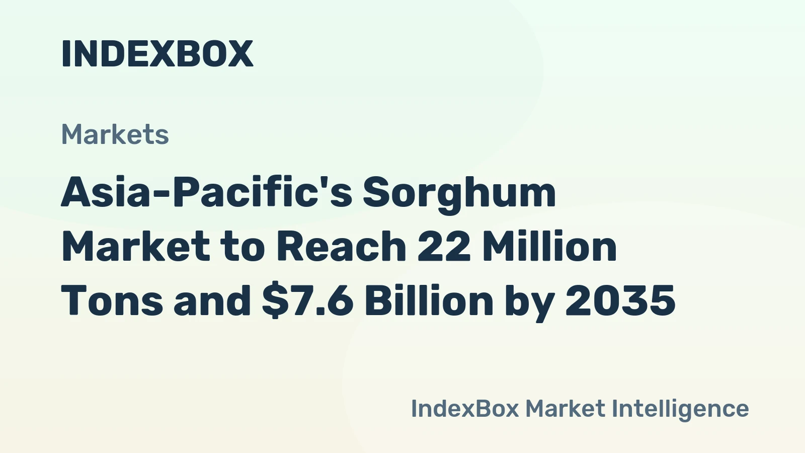 Asia-Pacific's Sorghum Market to Reach 22 Million Tons and $7.6 Billion by 2035